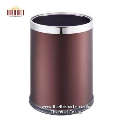 Thùng rác inox bọc da | Leather covered dustbin | Thùng rác inox đạp chân