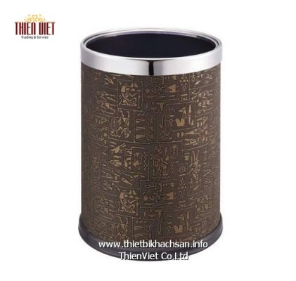 Thùng rác inox bọc da | Leather covered dustbin | Thùng rác inox đạp chân