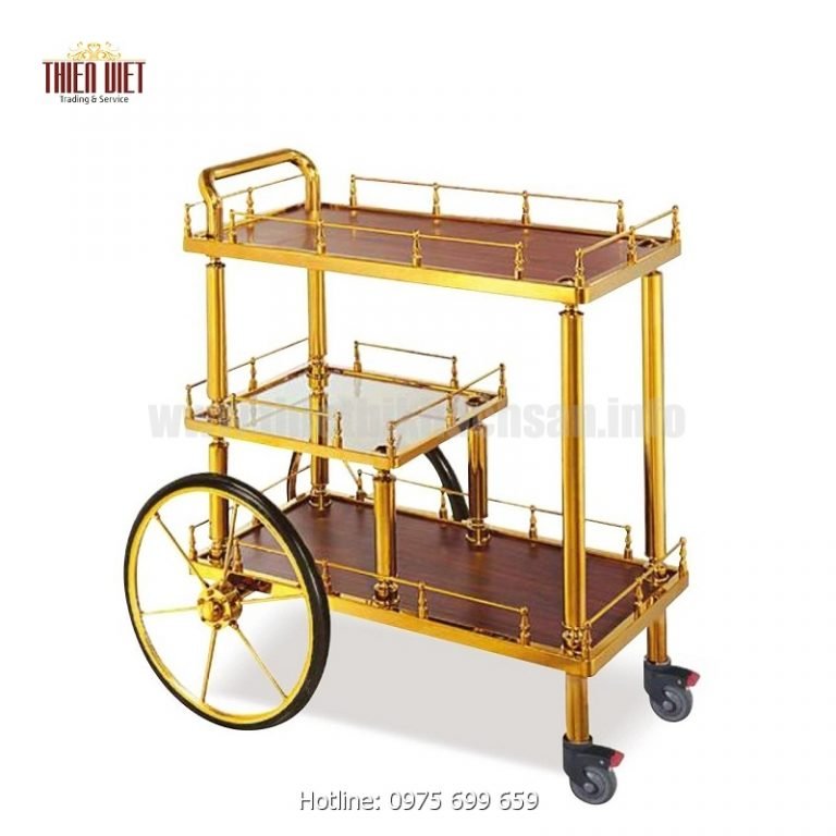 Xe đẩy phục vụ rượu | Liquor trolley | Xe đẩy 3 tầng | Đồ dùng nhà hàng