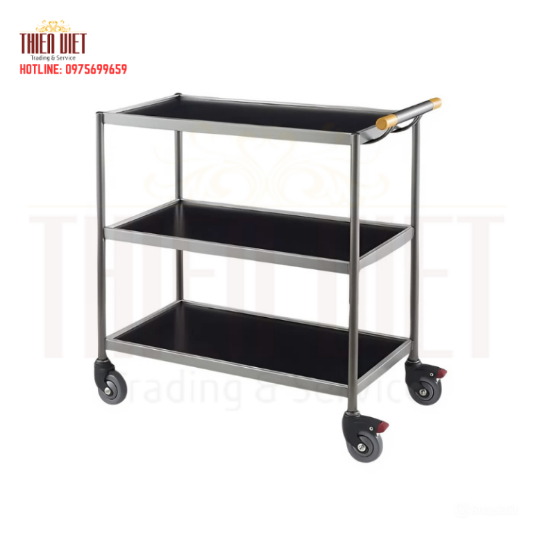 Xe đẩy phục vụ 3 tầng, xe đẩy rượu, xe đẩy nhựa, xe đẩy inox 3 tầng